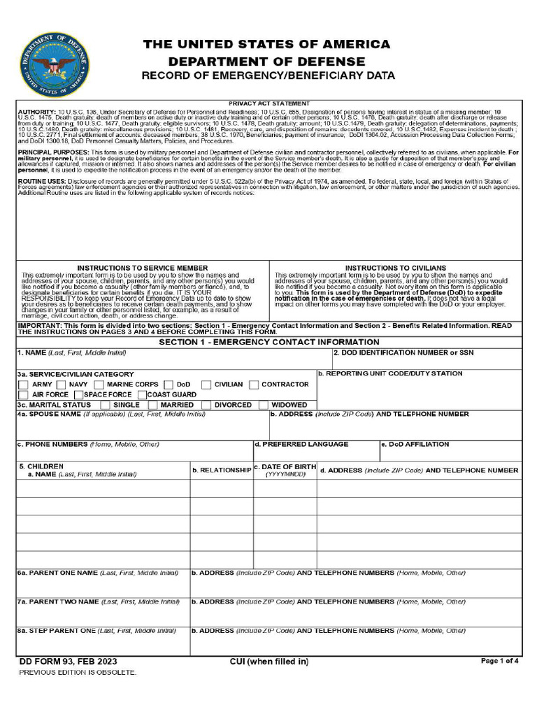 U.S Department of Defense Record of Beneficiary Data | PDF