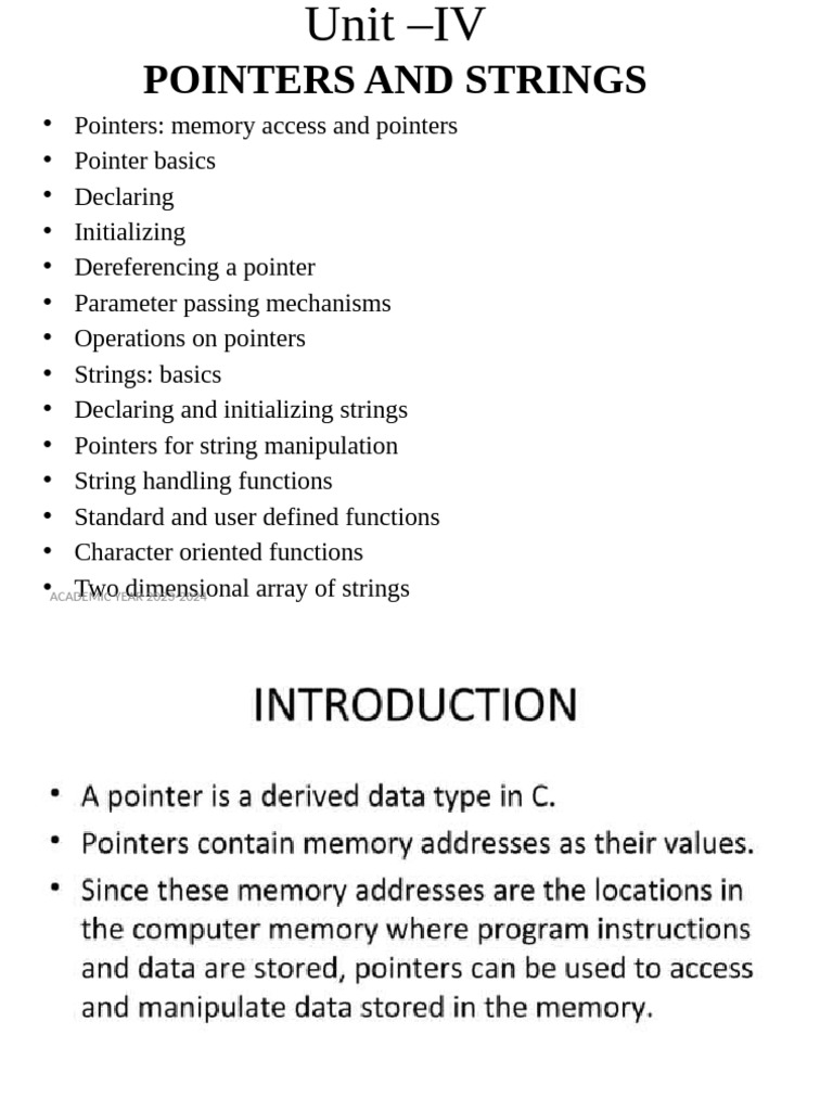 Unit - IV C_pointer Alone | PDF Unit - IV C_pointer Alone | PDF