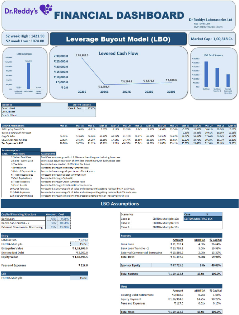 DR Reddy's LBO Model - Nirbhay | PDF