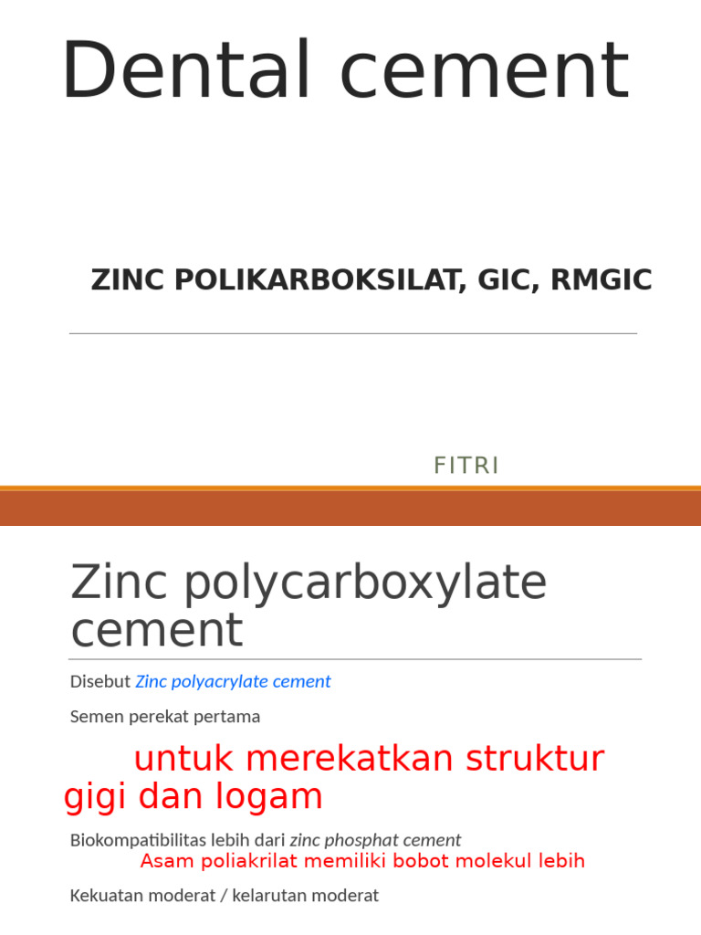 Dental Cement Gic Rmgic Zinc Polikarboksilat | PDF | Materials Science | Building Engineering