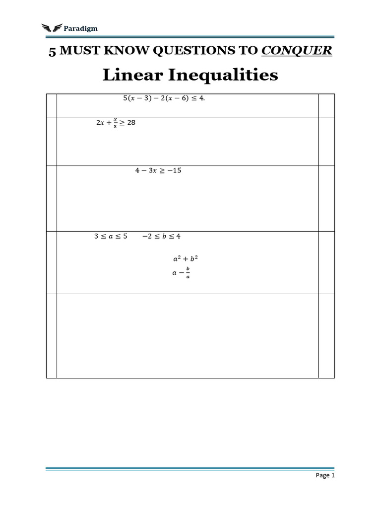 Sec 2 Paradigm Math Linear Inequality | PDF | Numbers | Mathematics