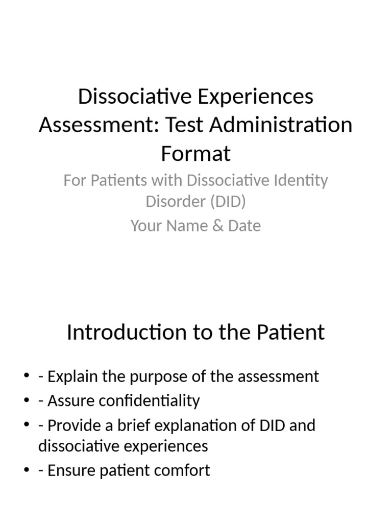 Dissociative Experiences Assessment PPT | PDF