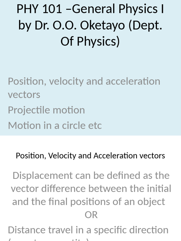 Physics Basics: Vectors and Motion | PDF | Acceleration | Physical Quantities