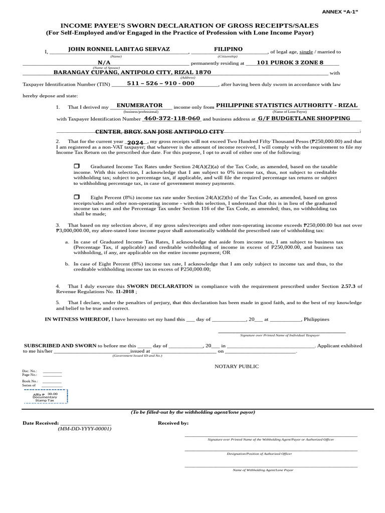 TAX DECLARATION PSA | PDF | Taxes | Income Tax