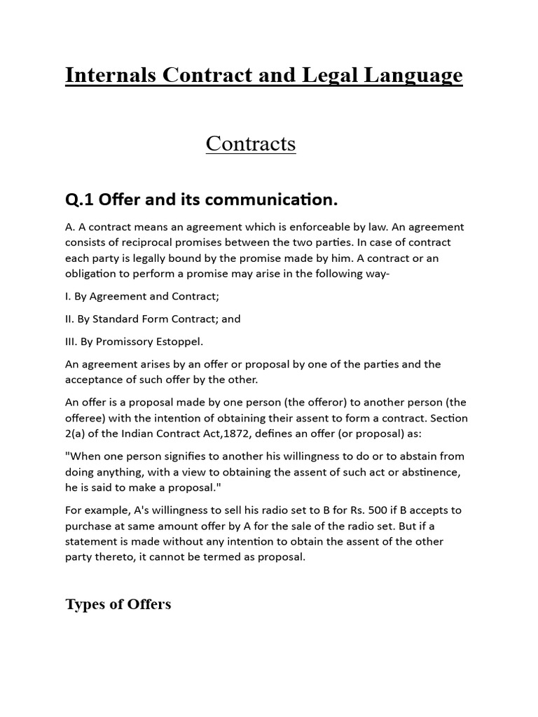 Internals Contract and Legal Language | PDF | Offer And Acceptance | Habeas Corpus