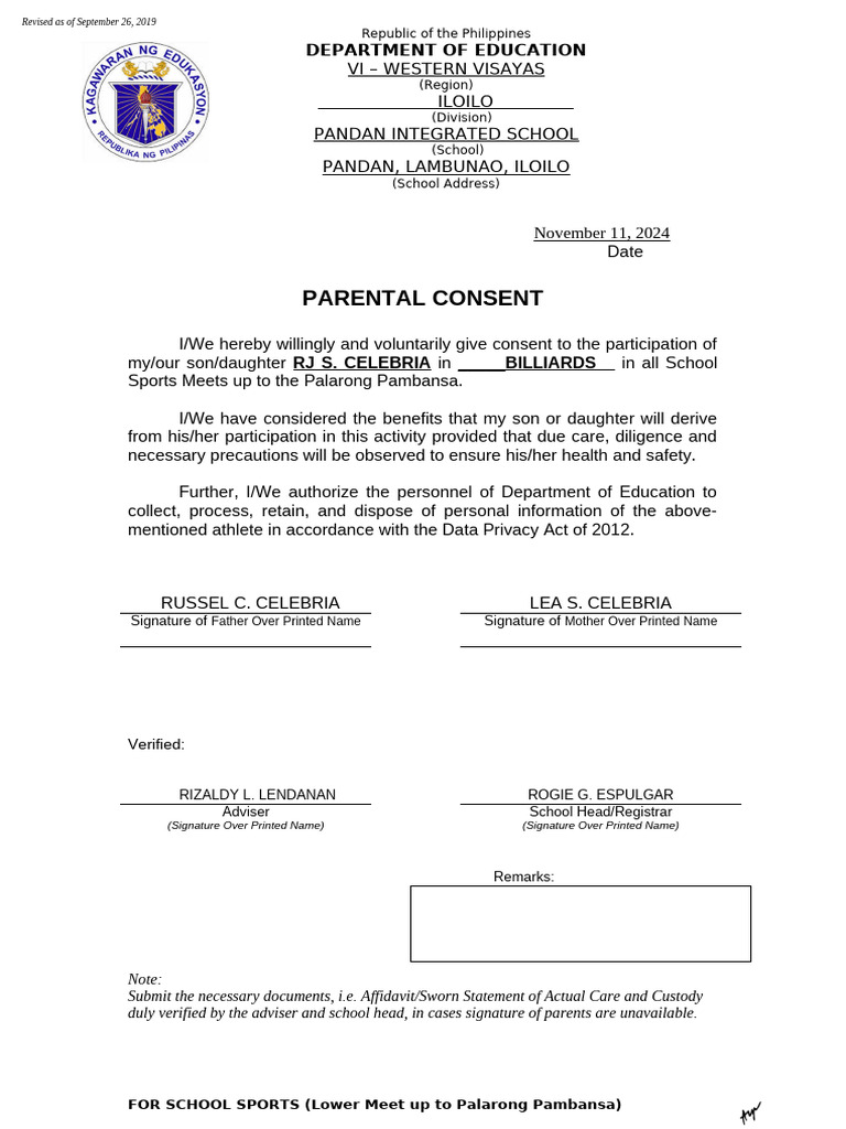 Parental Consent Pdf