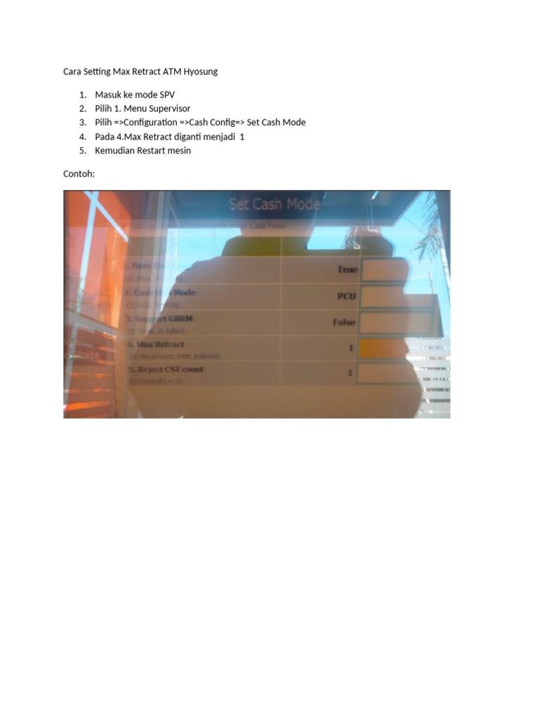 Setting Max Retract ATM Hyosung | PDF