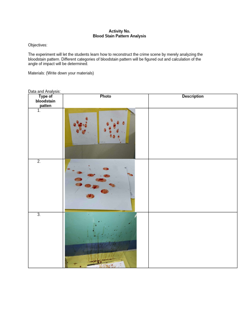 Bloodstain Pattern Activity - Docx 1.docx 2 | PDF