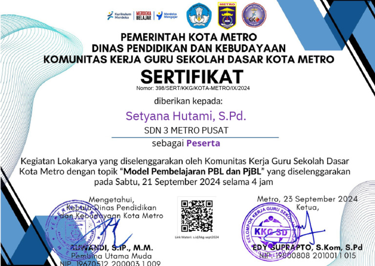 Sertifikat Bulan September Yesi 1 1 Pdf