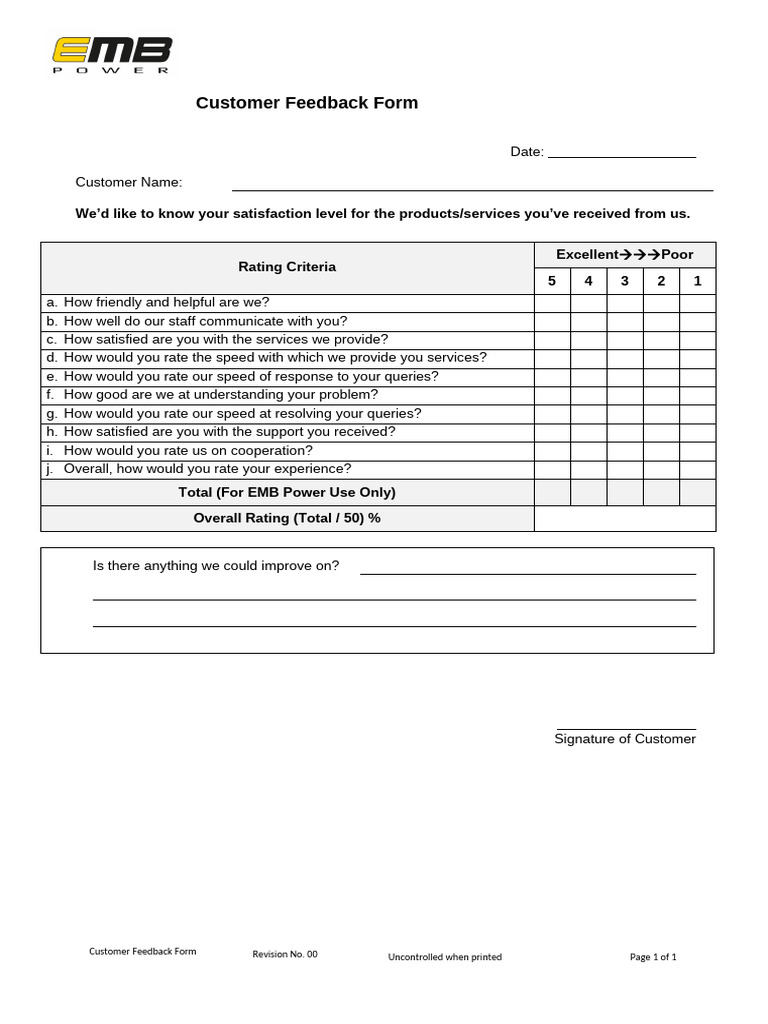 Customer Feedback | PDF