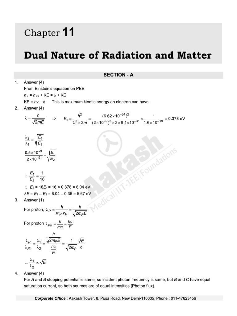 MBN - Chap-11 - Dual Nature of Radiation and Matter | PDF