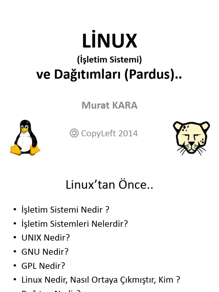 LİNUX (İşletim Sistemi)ve Dağıtımları (Pardus) | PDF