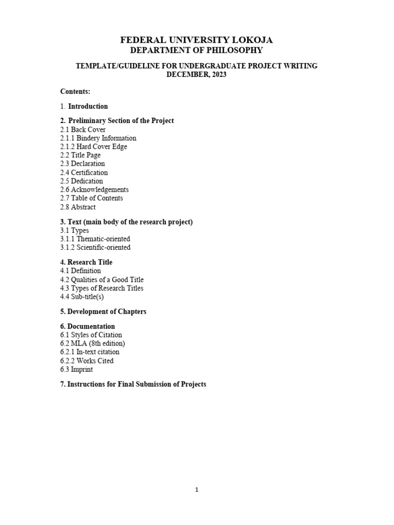 Project Writing Guidelines for Philosophy | PDF | Citation | Abstract ...