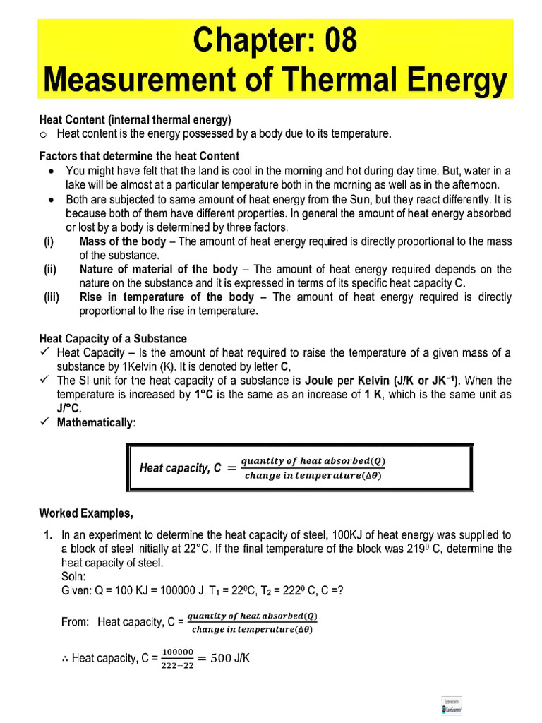 Measurement of Thermal Energy | PDF