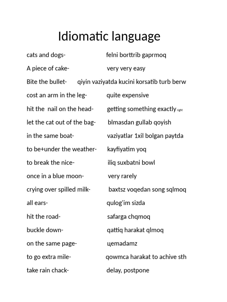 Idiomatic language | PDF