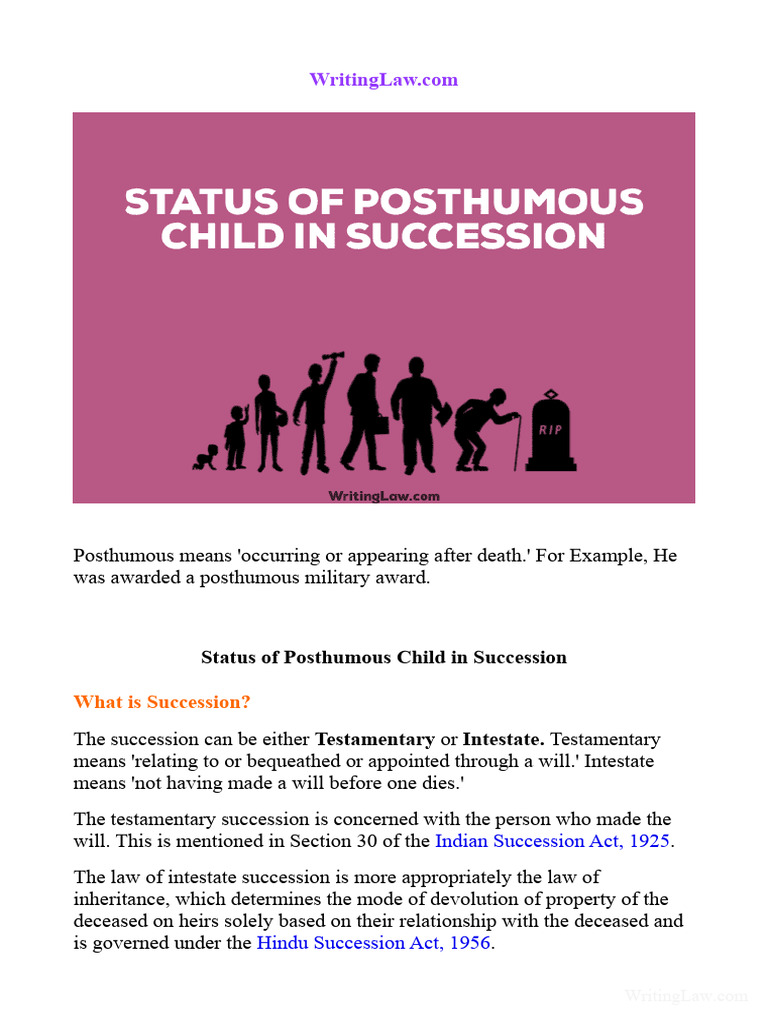 Status of Posthumous Child in Succession | PDF