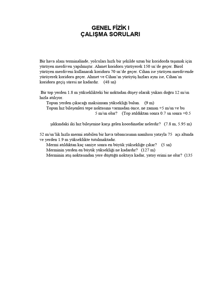 Fizik Calisma Hafta 3 | PDF