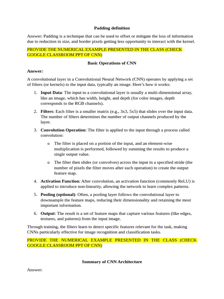 Summary Notes of CNN | PDF | Deep Learning | Computational Neuroscience