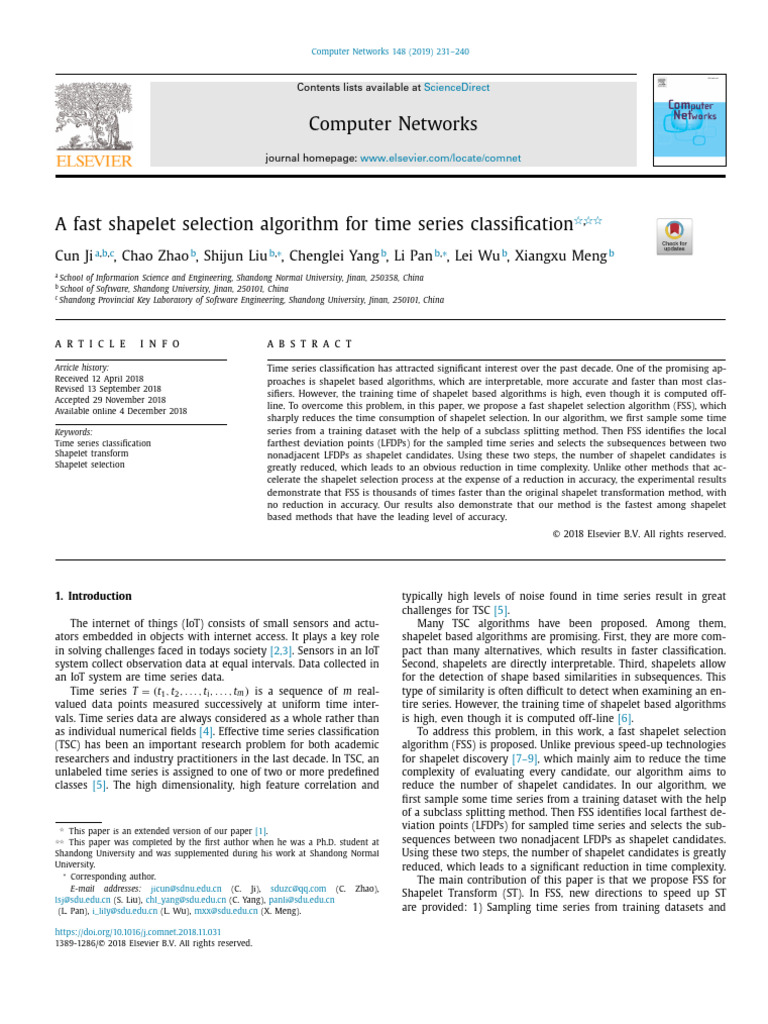 A Fast Shapelet Selection Algorithm For Time Seri Pdf Algorithms Statistical Classification
