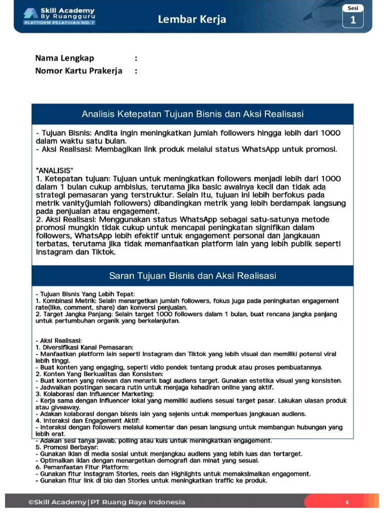 TPM 1 Menganalisis Tujuan Bisnis - Halaman | PDF