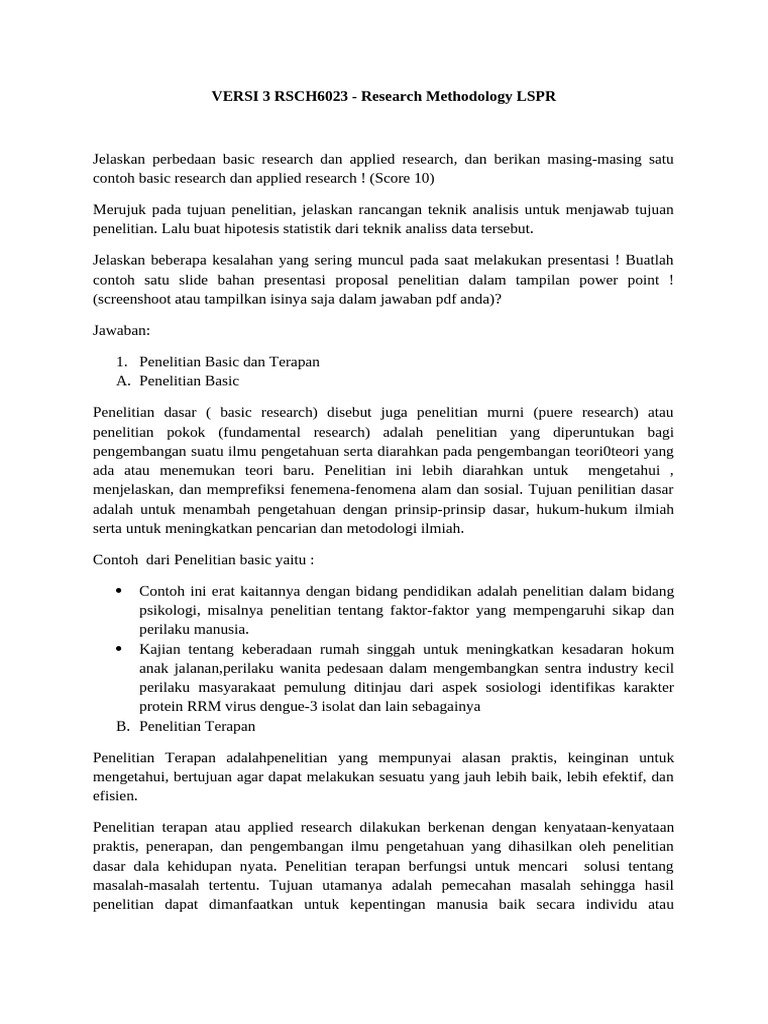 VERSI 3 RSCH6023 - Research Methodology LSPR | PDF