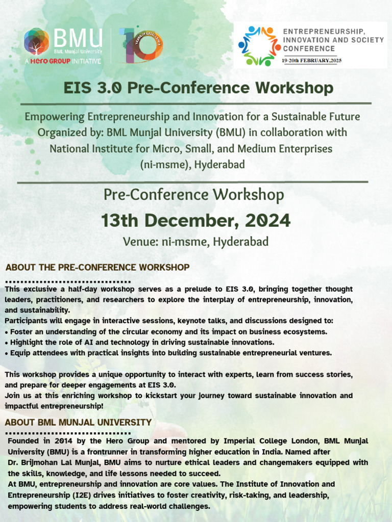 EIS 3.0 Pre-Conference Workshop 2024 | PDF | Entrepreneurship ...