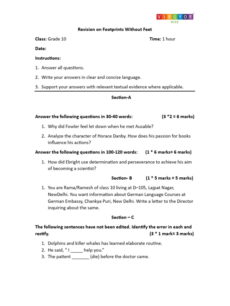 Gr.10 - English Revision Worksheet | PDF