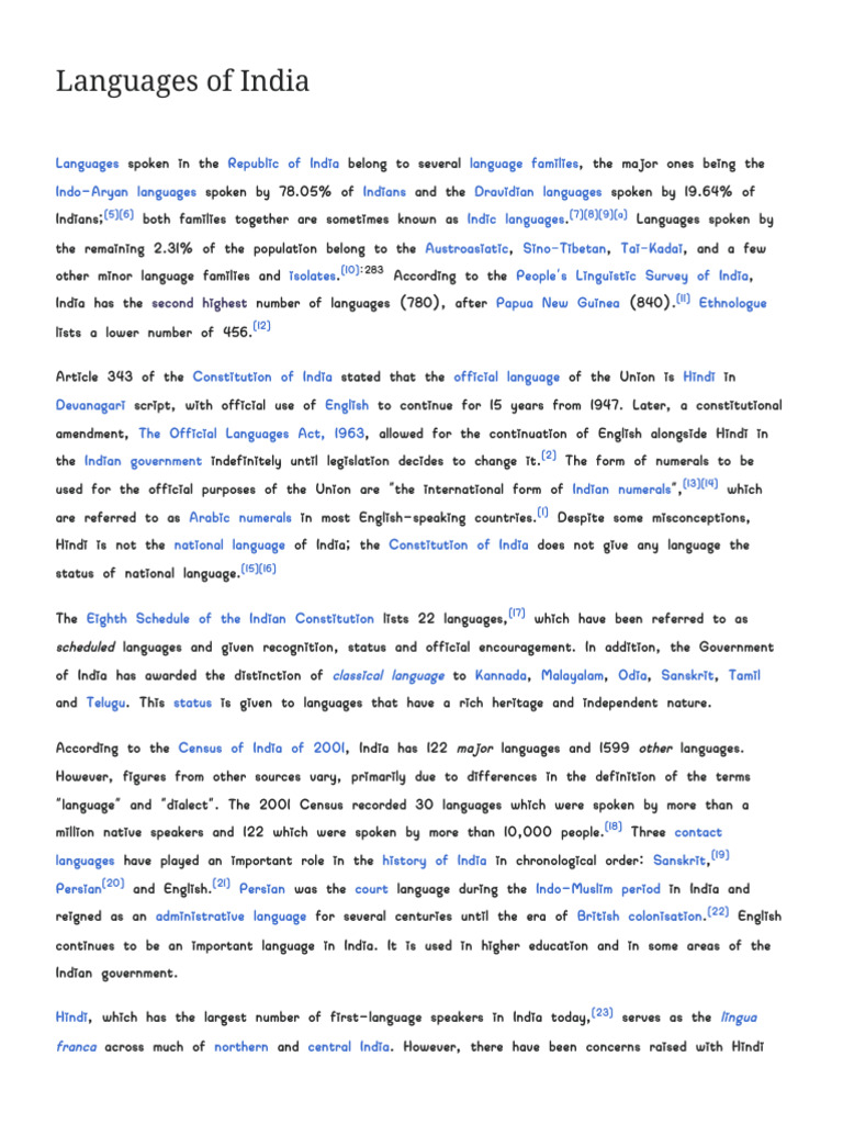 Languages of India - Wikipedia | PDF | Languages Of India | Language ...