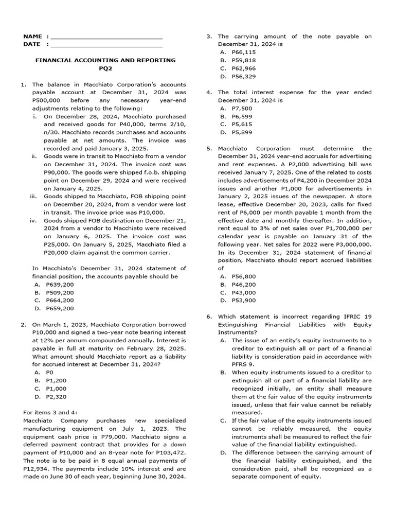 FAR PRACTICE SET | PDF | Derivative (Finance) | Option (Finance)