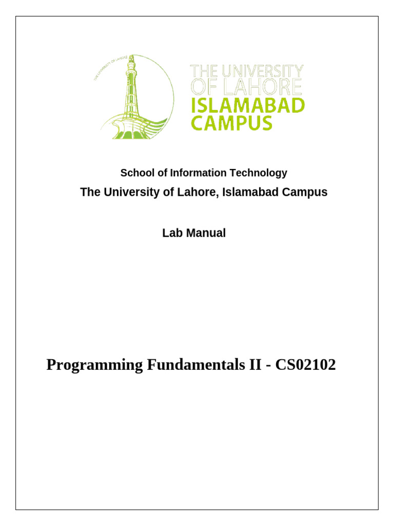 Programming Fundamentals Ii Manual Pdf Pointer Computer Programming Computer Programming