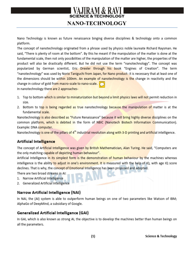 Sci Tech Nano-Tech. Ayaz Sir | PDF | Nanotechnology | Artificial Intelligence