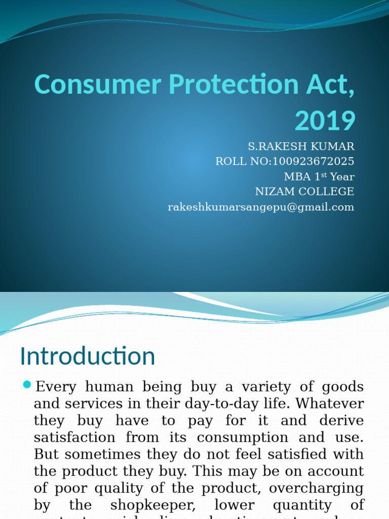 Consumerprotectionact Rakesh | PDF | Consumer Protection | Goods