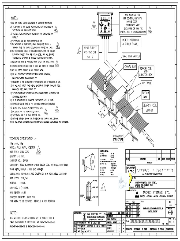 Metal Detector GA Drawing & Data Sheet | PDF | Equipment | Electrical Engineering