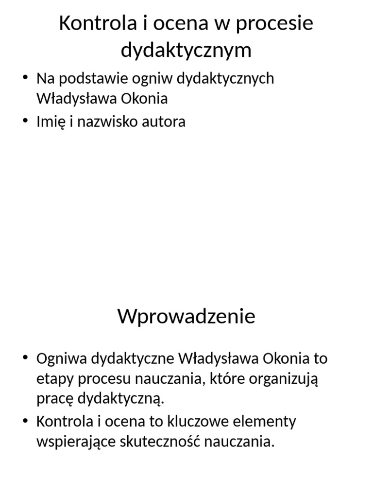 Kontrola I Ocena Prezentacja-1 | PDF