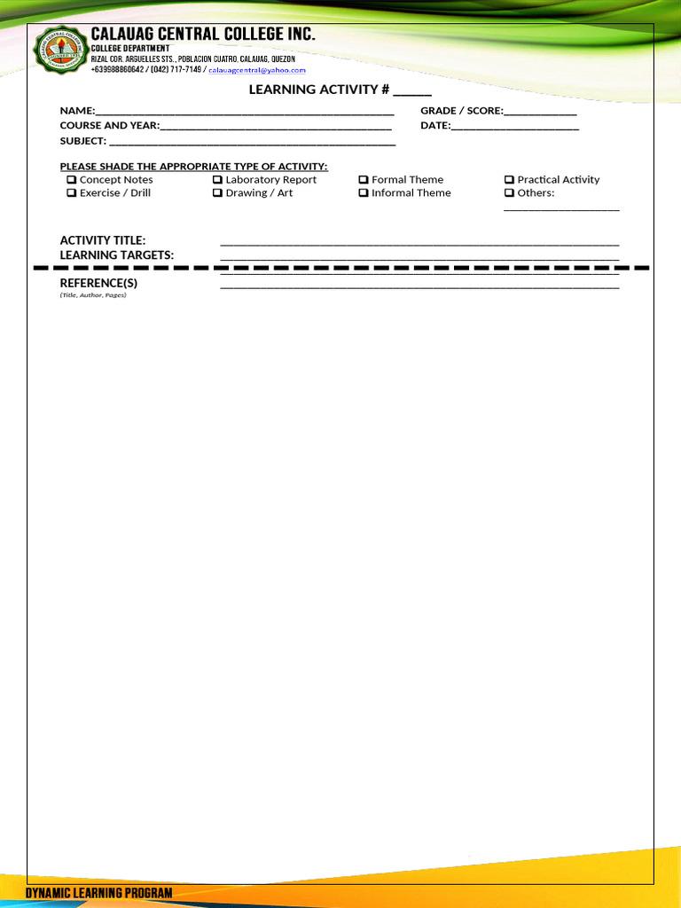 Blank LAS (College) - Universal (2) | PDF