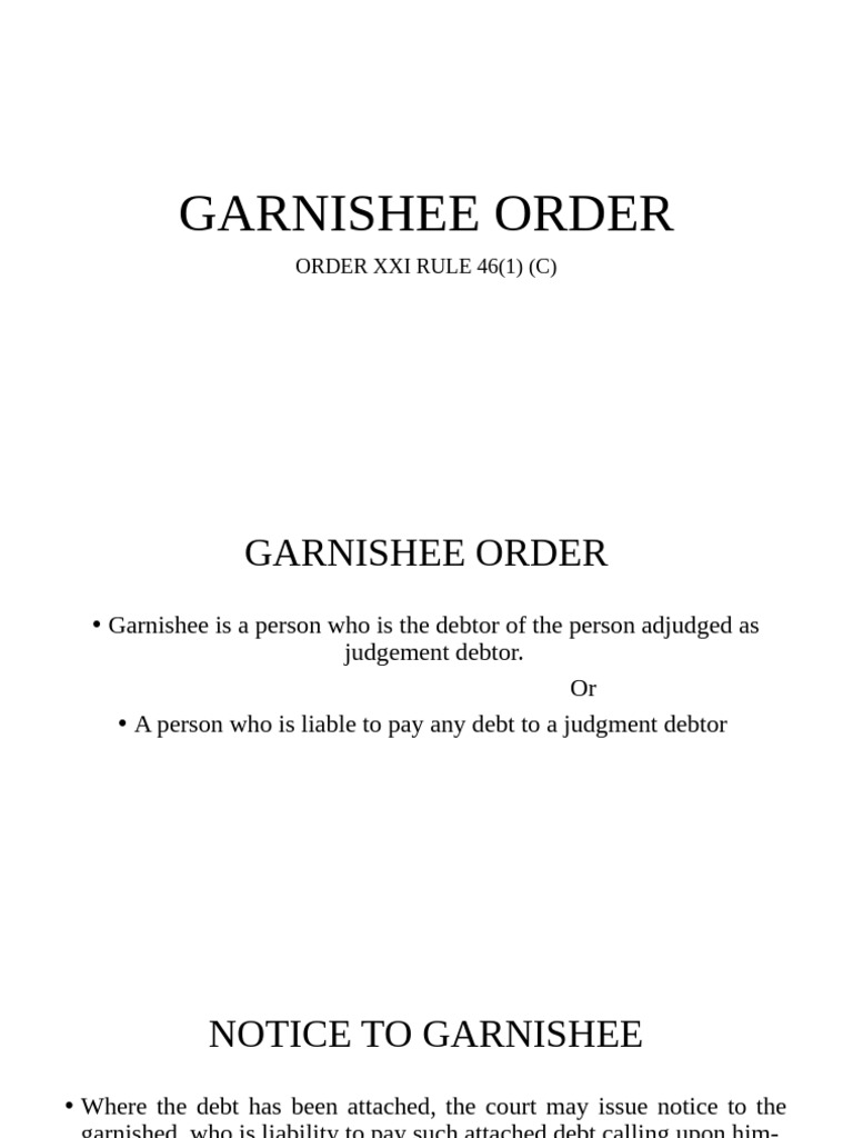 Garnishee Order | PDF