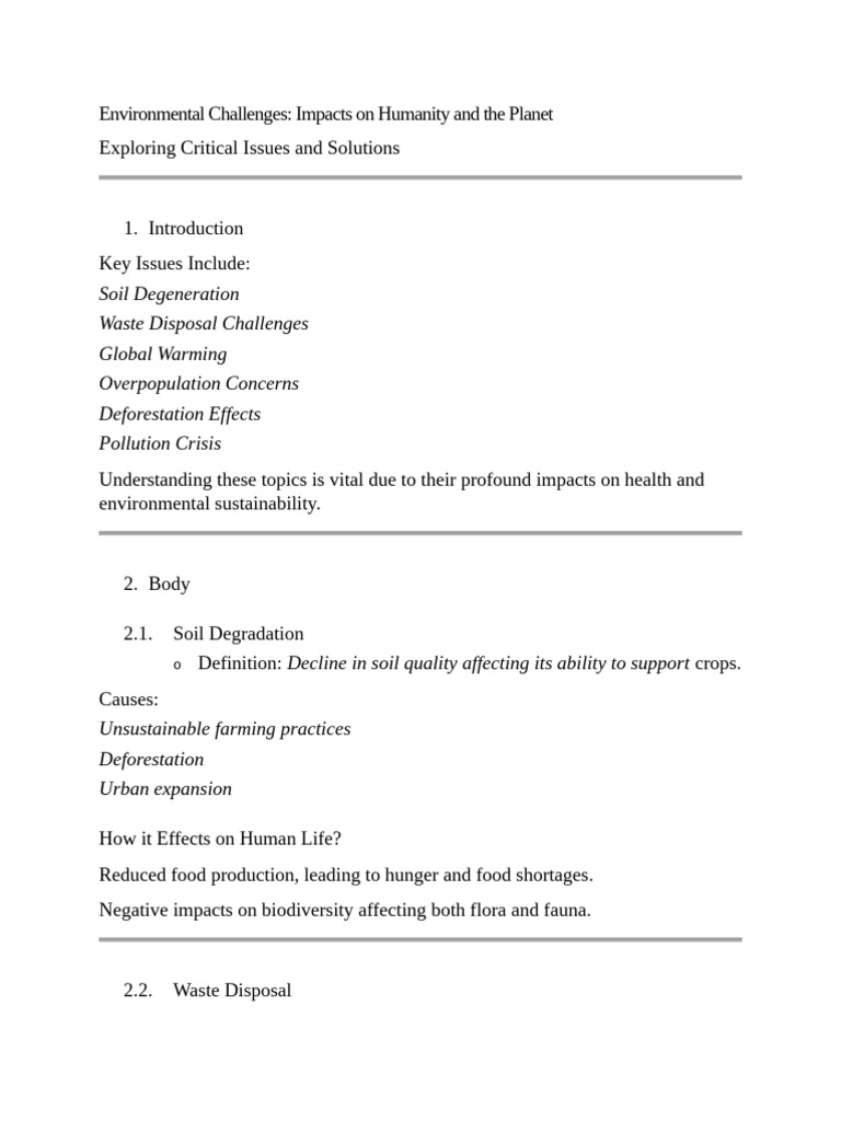 Environmental Challenges | PDF | Environmental Degradation | Natural ...