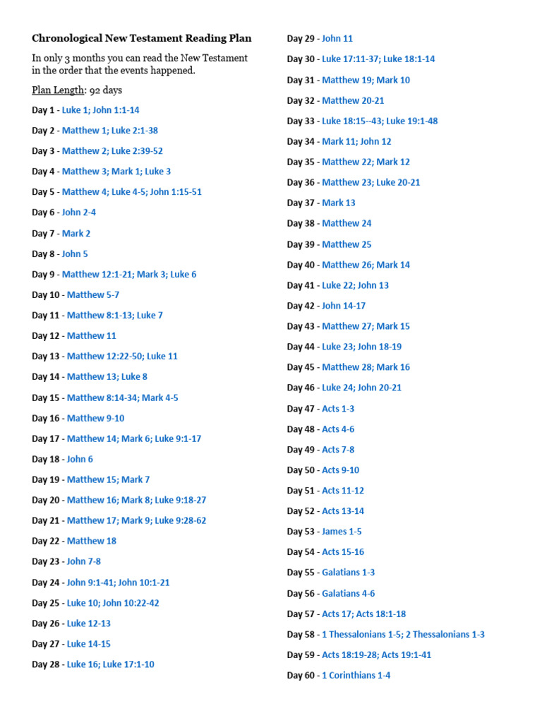 92-Day Chronological NT Reading Plan | PDF | Acts Of The Apostles ...