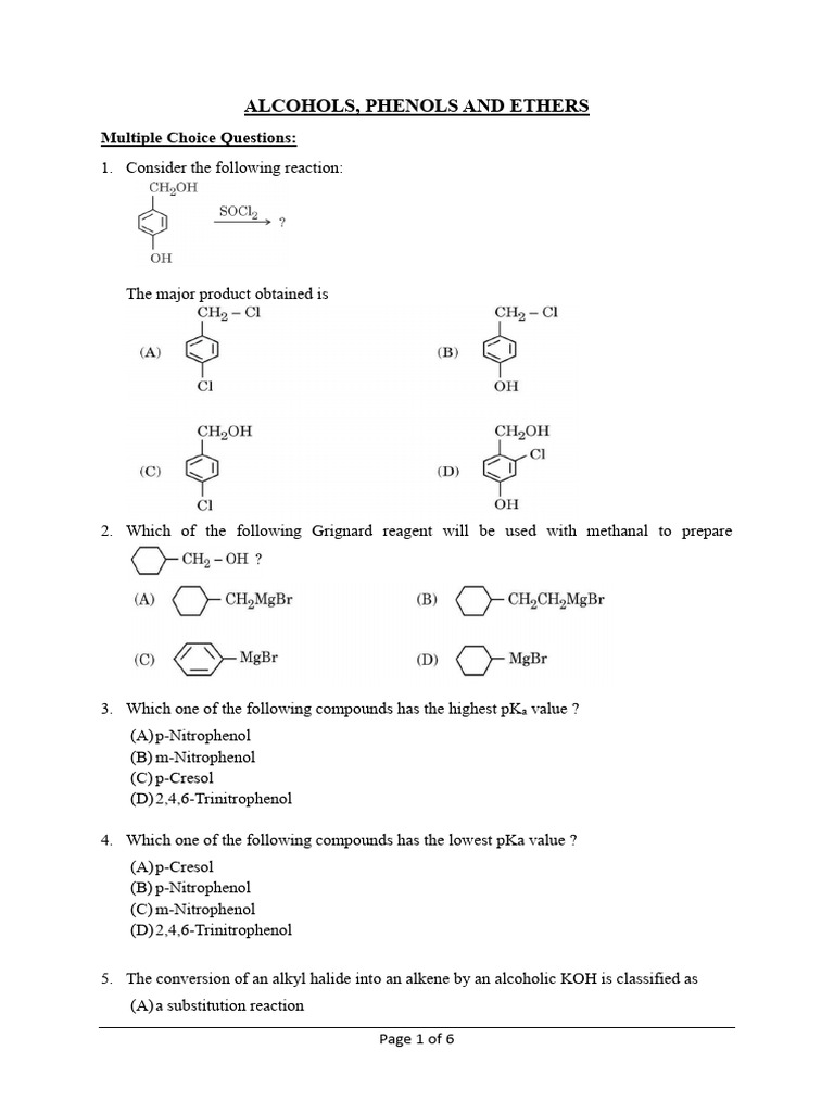 Alcohols Phenols and Ethers | PDF | Ether | Chemical Reactions