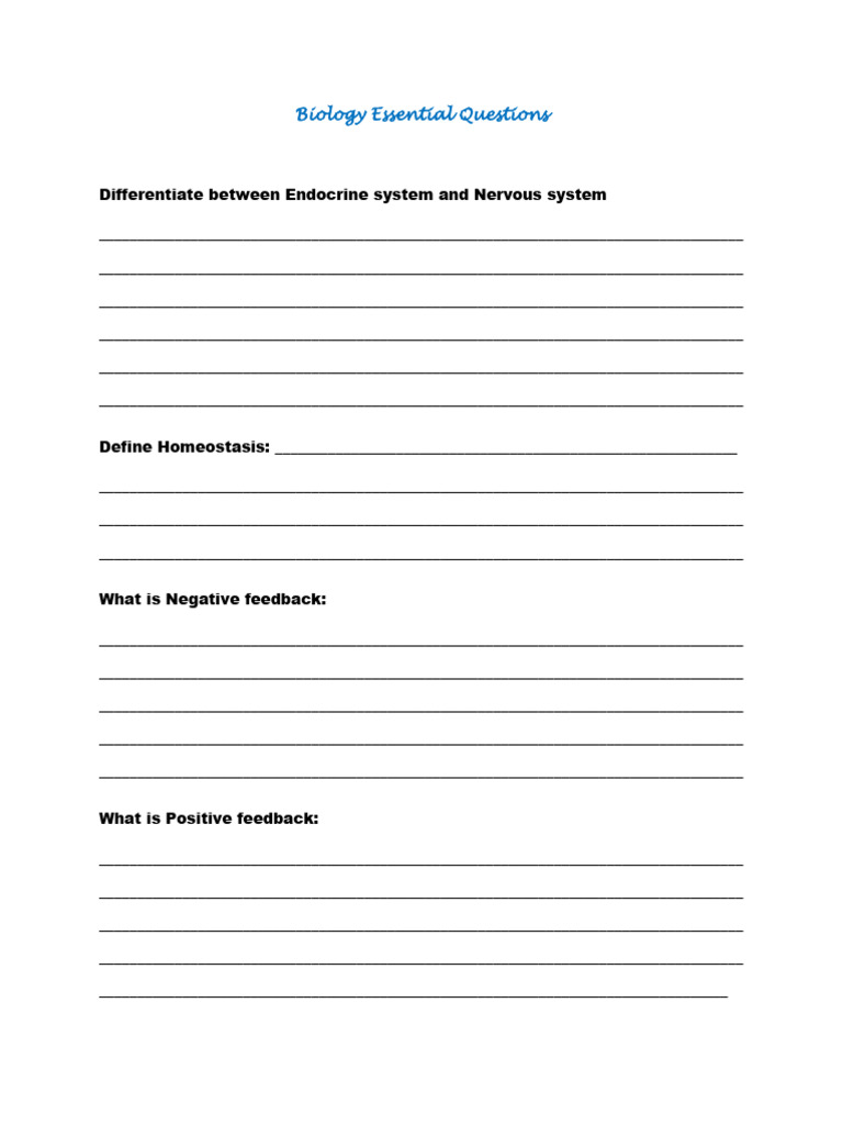 Biology Essential Questions | PDF | Cell Signaling | Hormone