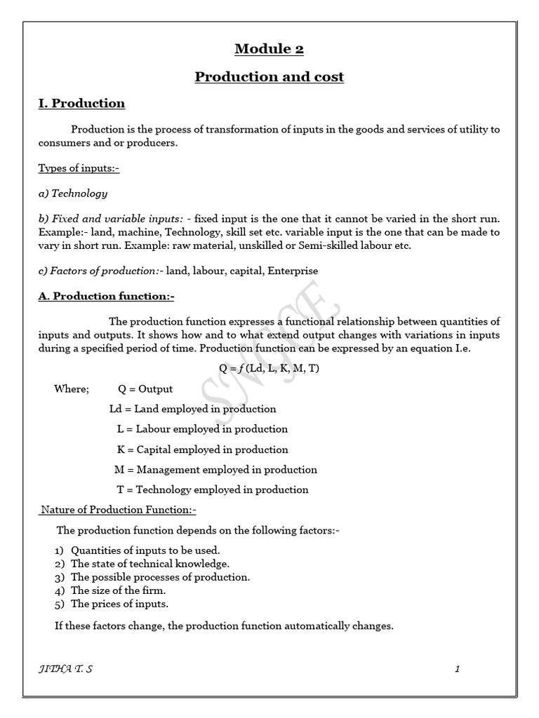 IEFT MODULE 2 completed (1) | PDF | Production Function | Marginal Cost