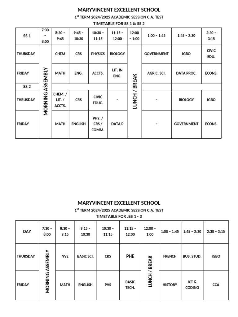 CA Test Timetable-1 | PDF