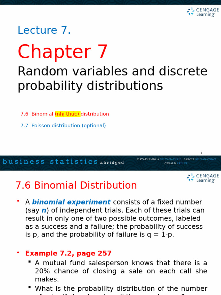 Lecture 7 | PDF | Poisson Distribution | Teaching Mathematics