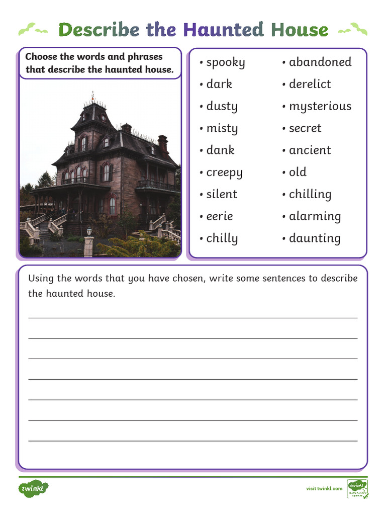 T TP 1665496319 Describe The Haunted House Writing Activity Ver 1 | PDF
