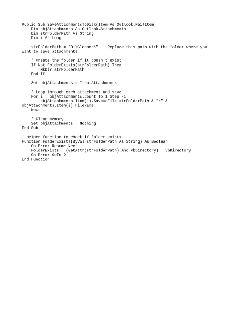 Out Look Save Attachment Code | PDF