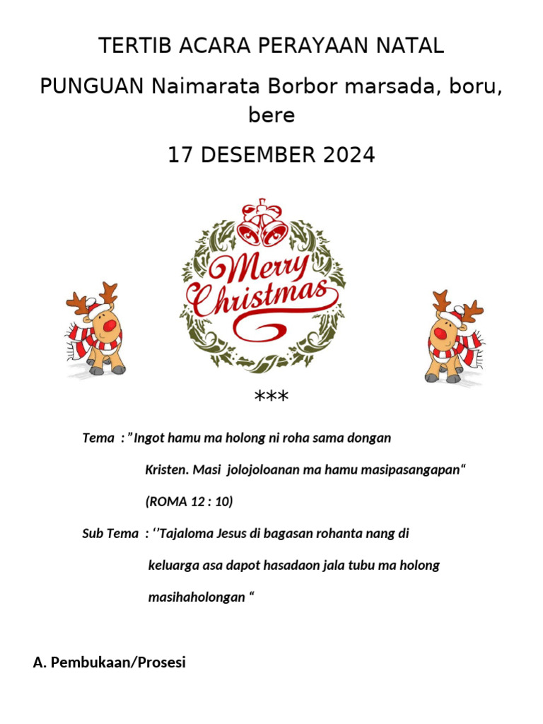 Tertib Acara Natal Punguan Marga | PDF