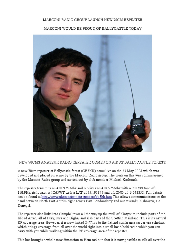 Kevin McAuley's Marconi Repeater Article | PDF | Telecommunications | Radio