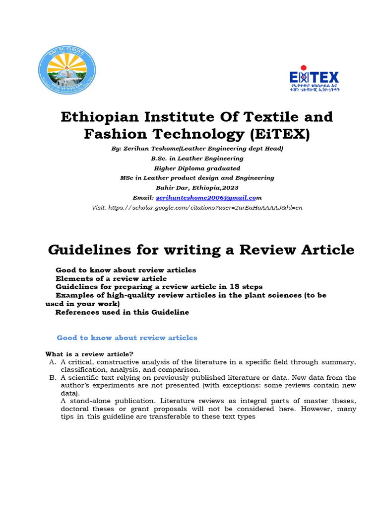 Guidelines Review Article | PDF | Citation | Methodology