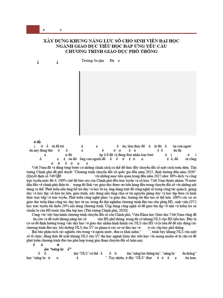 Xy Dng Khung Nng Lc s Cho Sinh Vin i Hc Ngnh Gio Dc Tiu Hc p Ng Yu Cu Chng Trnh Gio Dc Ph Thng ...