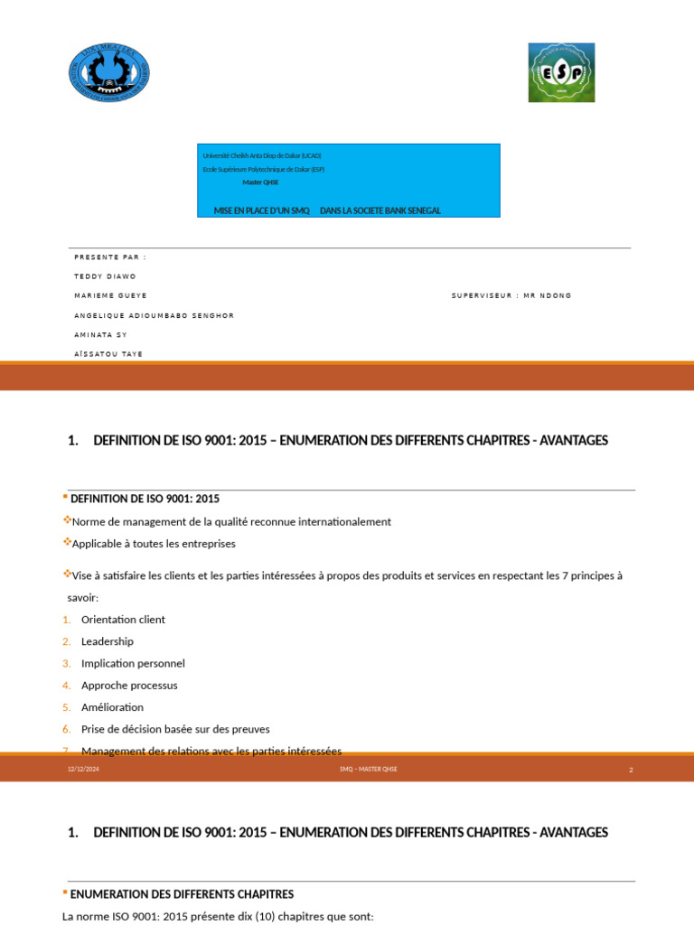 Td Smq 2024 Complet.1 | PDF | Système de management de la qualité | Business